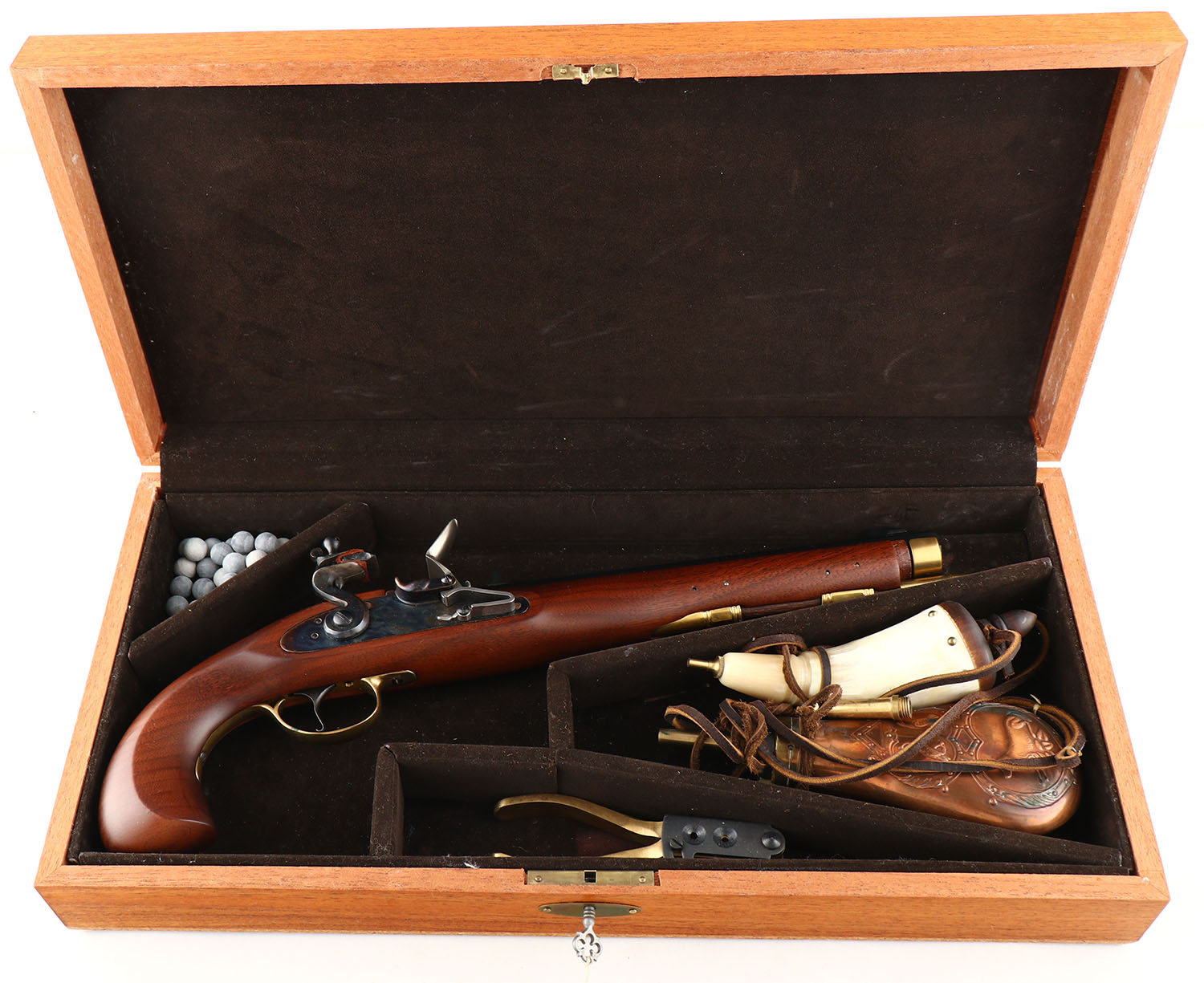 Item # 4644 (Ended 2025-05-30 23:18:28) - CASED, Pedersoli, Kentucky Flintlock Pistol, CAL: 45 ...