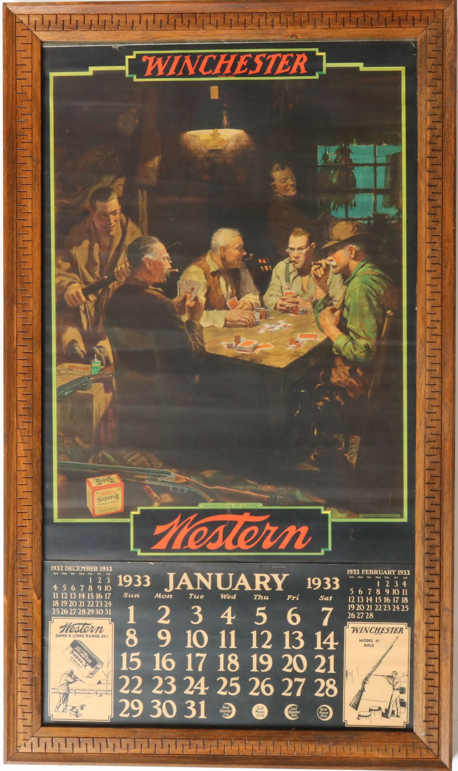 Item # 8023 (Ended 2025-06-17 15:45:08) - 1933 Winchester-Western Calendar, ''Respecter of ...