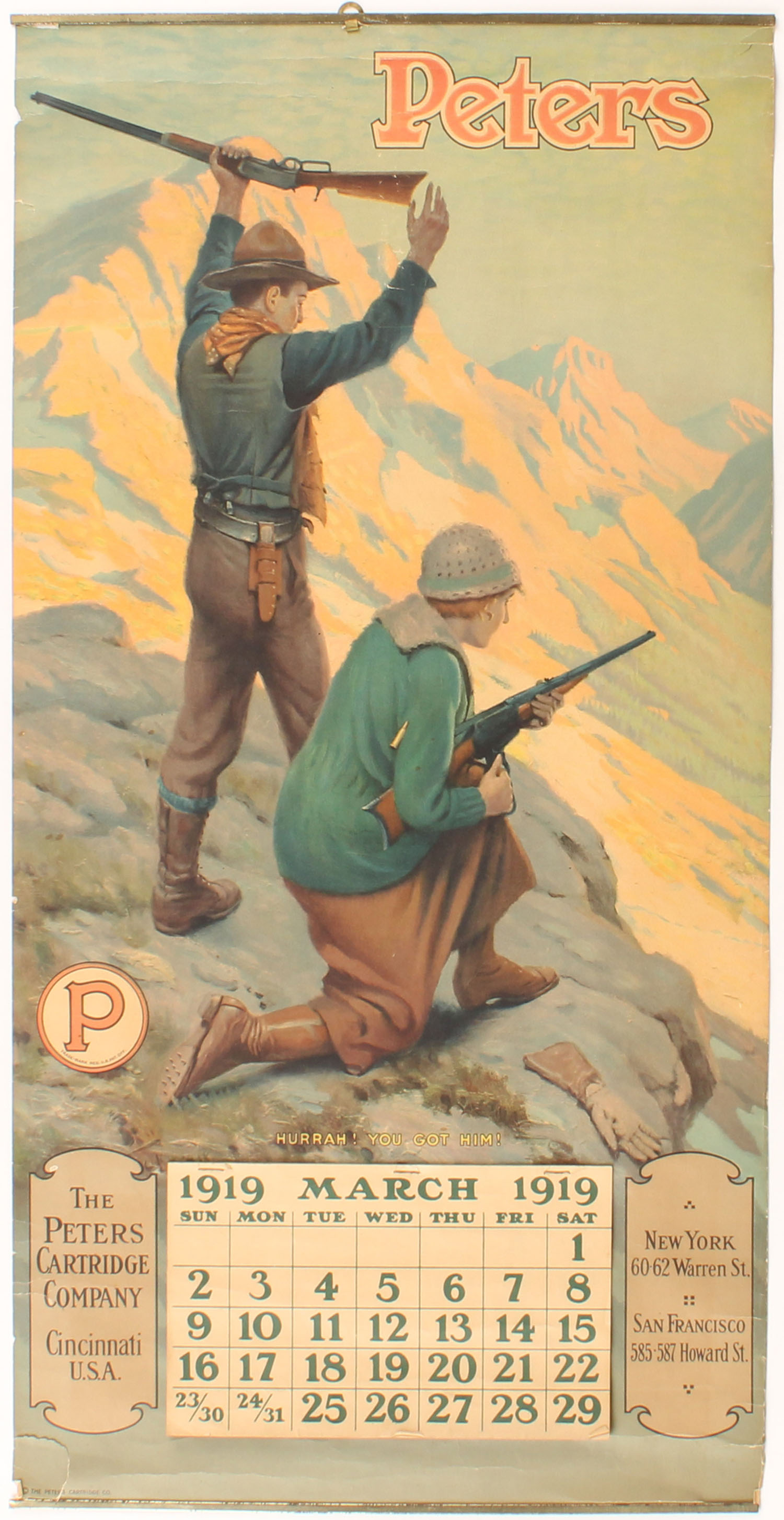 Item # 8023 (Ended 2025-08-26 08:06:07) - 1919 Peters Calendar, has full color image of man ...