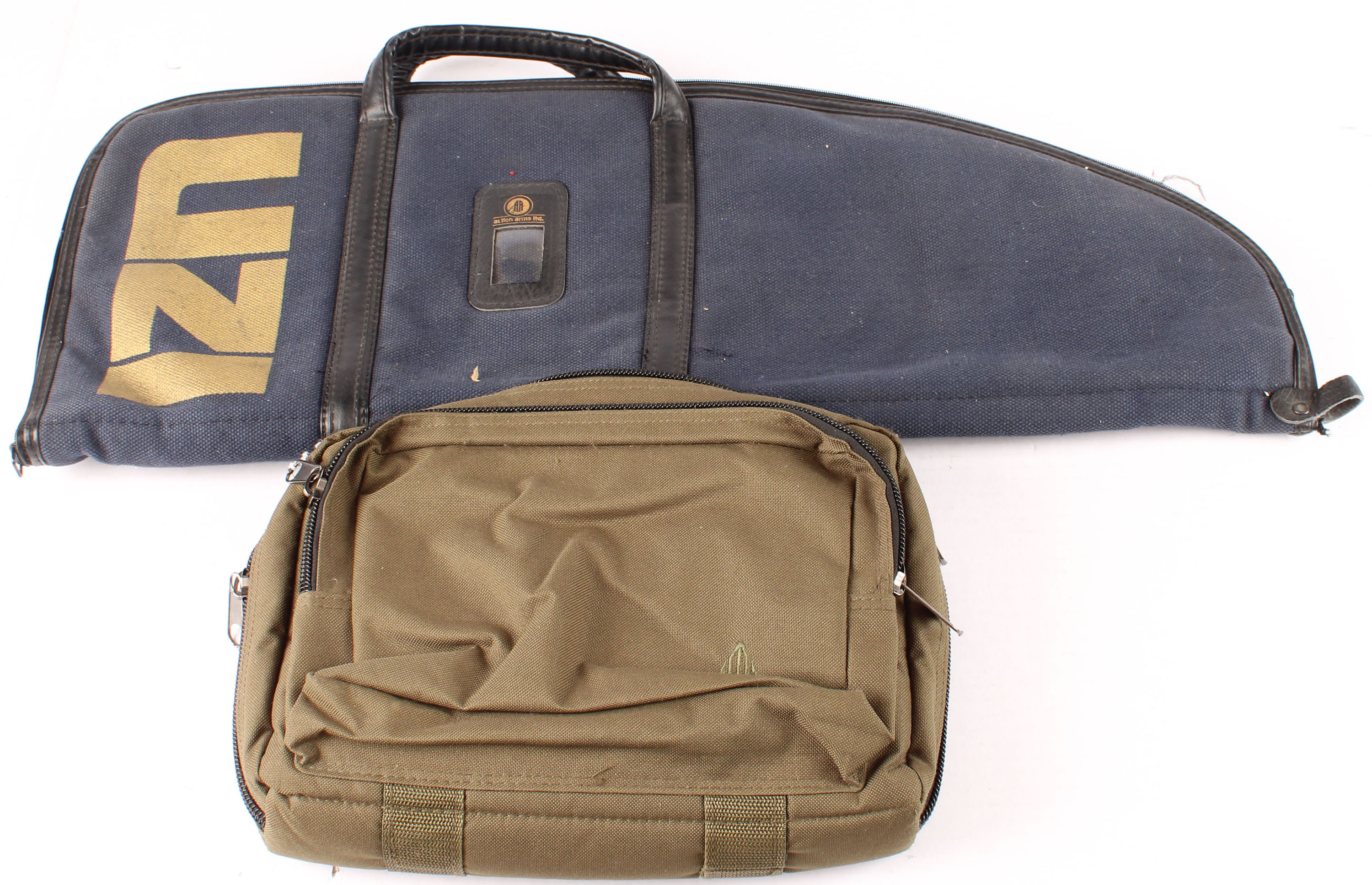 Item # 4797 (Ended 2025-02-28 22:59:51) - Lot of (1) UZI soft gun case and (1) green synthetic ...