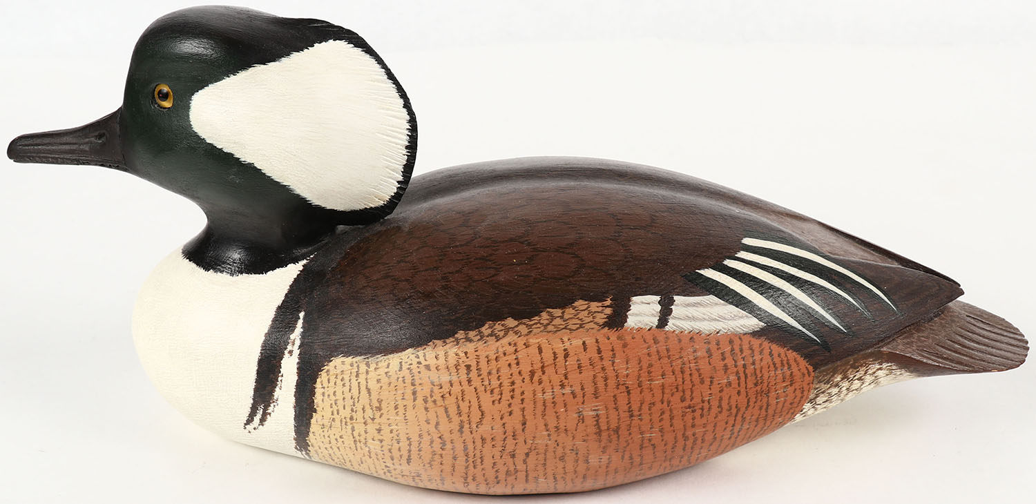 Item # 6296 (Ended 2025-02-28 22:59:51) - Hooded Merganser Drake by Larry Rucker, GE, solid wood ...
